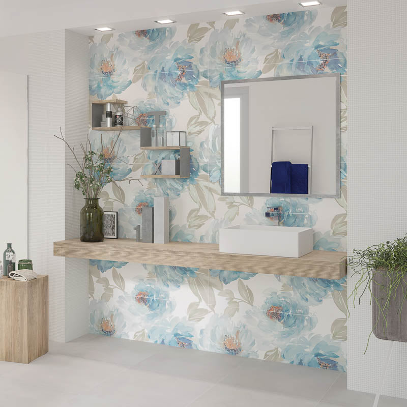 Glow Peony Ice - Rivestimento Elegante Decorato Floreale 33x100 ...