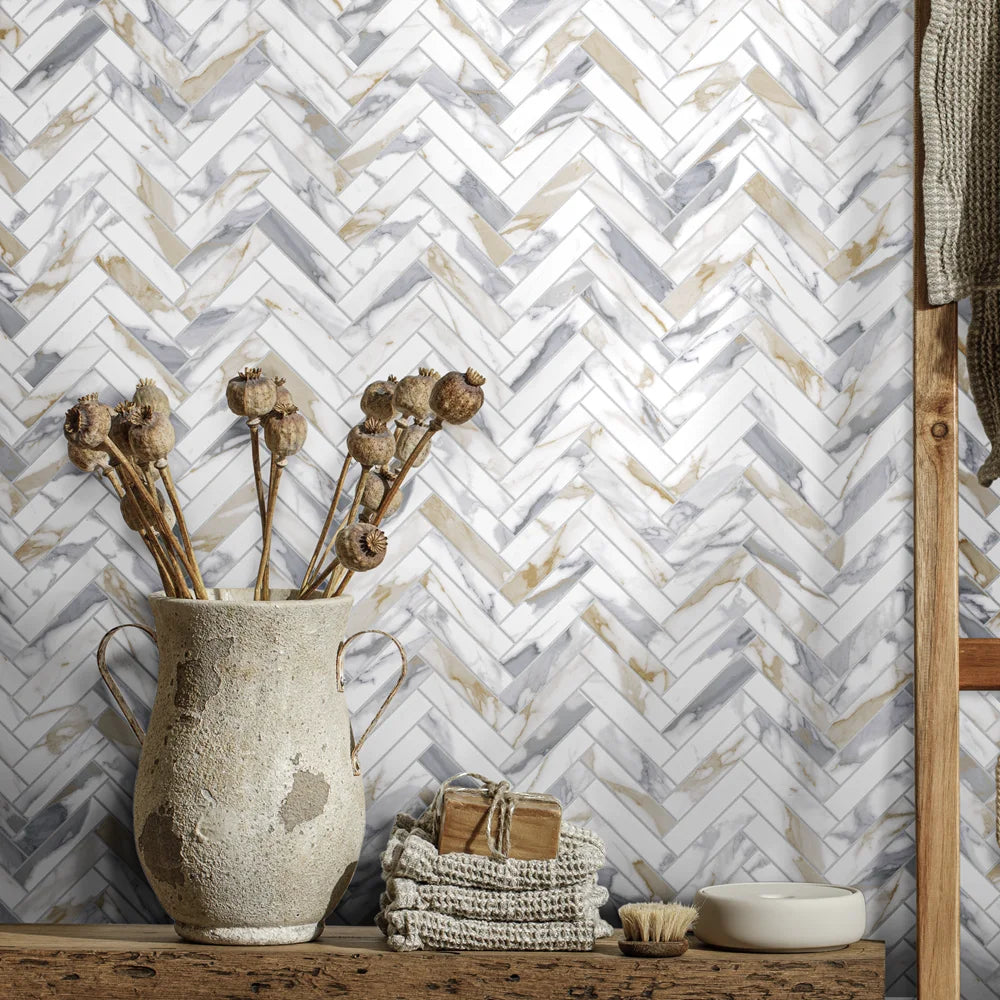 Prestige Herring Bone Calacatta Gold Mix - Spina di Pesce — MatericaSHOP