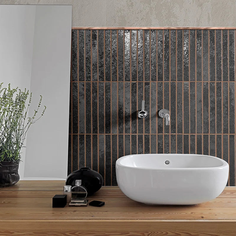 Coccio Carbone Rigo - Gres Effetto Listelli Colorati 12.5x25 — MatericaSHOP
