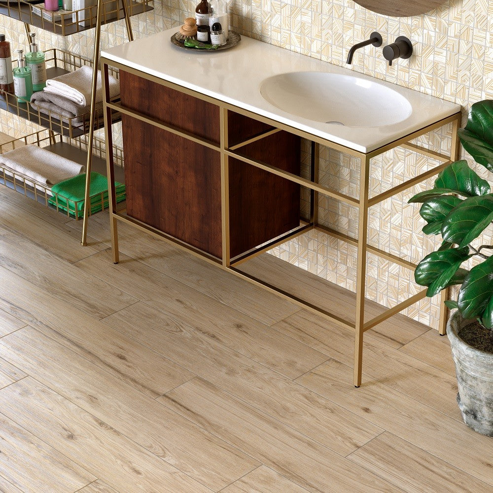 Herberia Ceramica Nwood Almond 20x120 Steinzeug in Holzoptik — MatericaSHOP